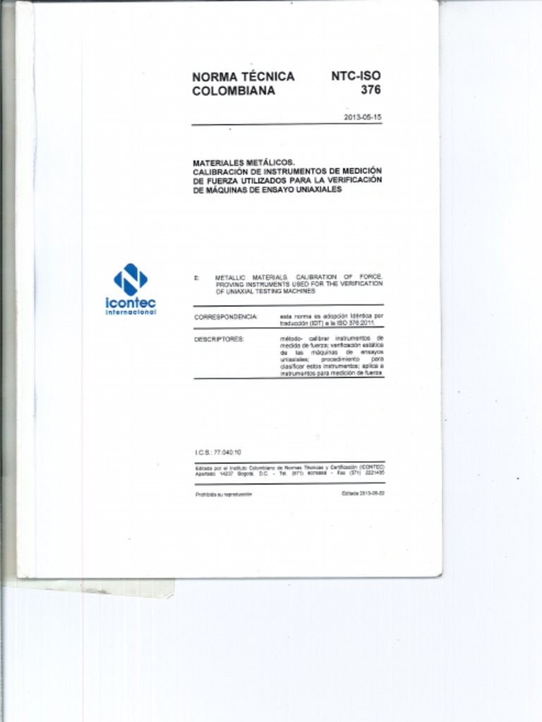 NORMA NTC-ISO 376-2013 | PDF