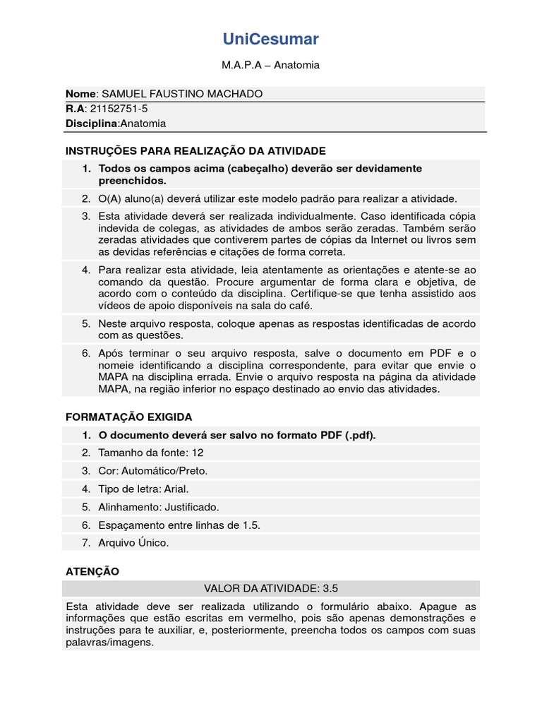 Atatomia - MAPA - Semana 1 | PDF | Dor | Queimadura