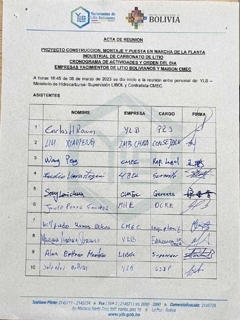 Acta Cmec-Ylb-Libol-Embajada | PDF