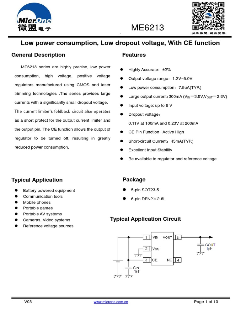 MICRONE Nanjing Micro One Elec ME6213C33M5G - C236666 | PDF | Cmos ...
