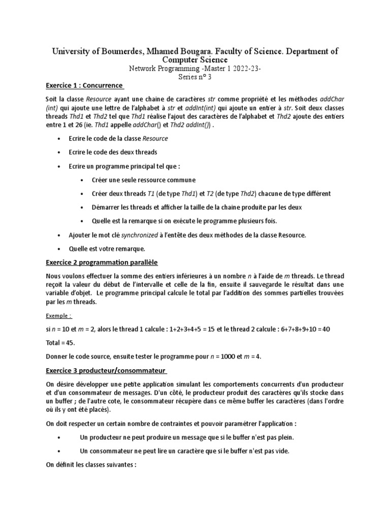 SERIE3 | PDF | Thread (informatique) | Informatique