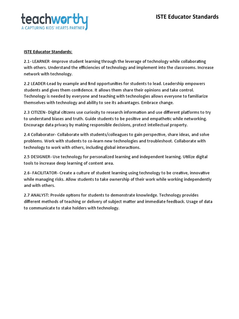 ISTE Educator Standards Overview | PDF | Learning | Data