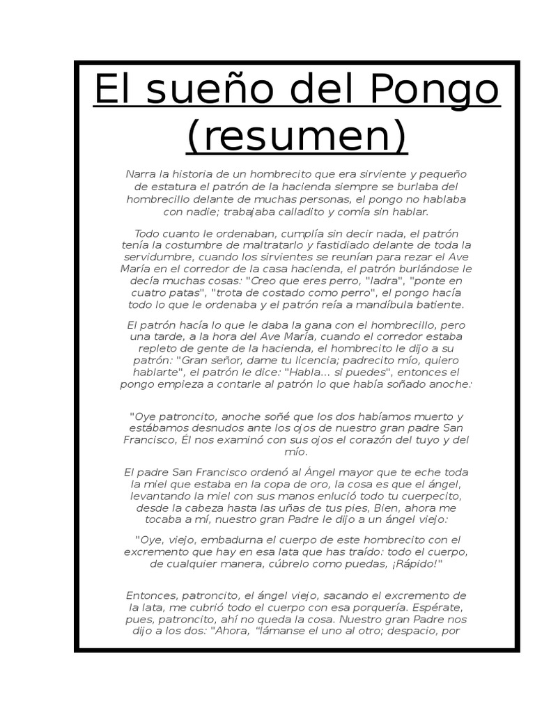 El Sueño Del Pongo | PDF