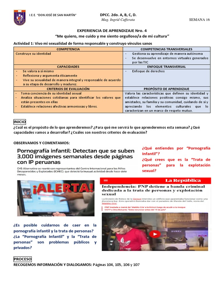 SEMANA 16 - DPCC-2do | PDF | Evaluación | Sexualidad