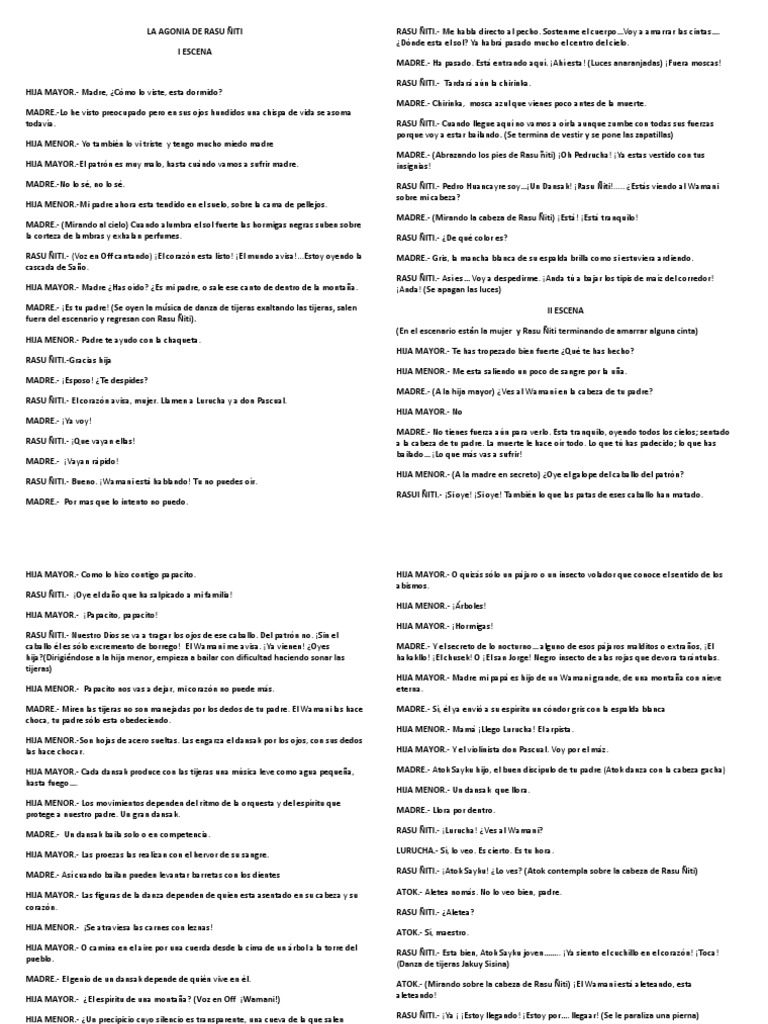 La Agonia de Rasu Niti Guion | PDF