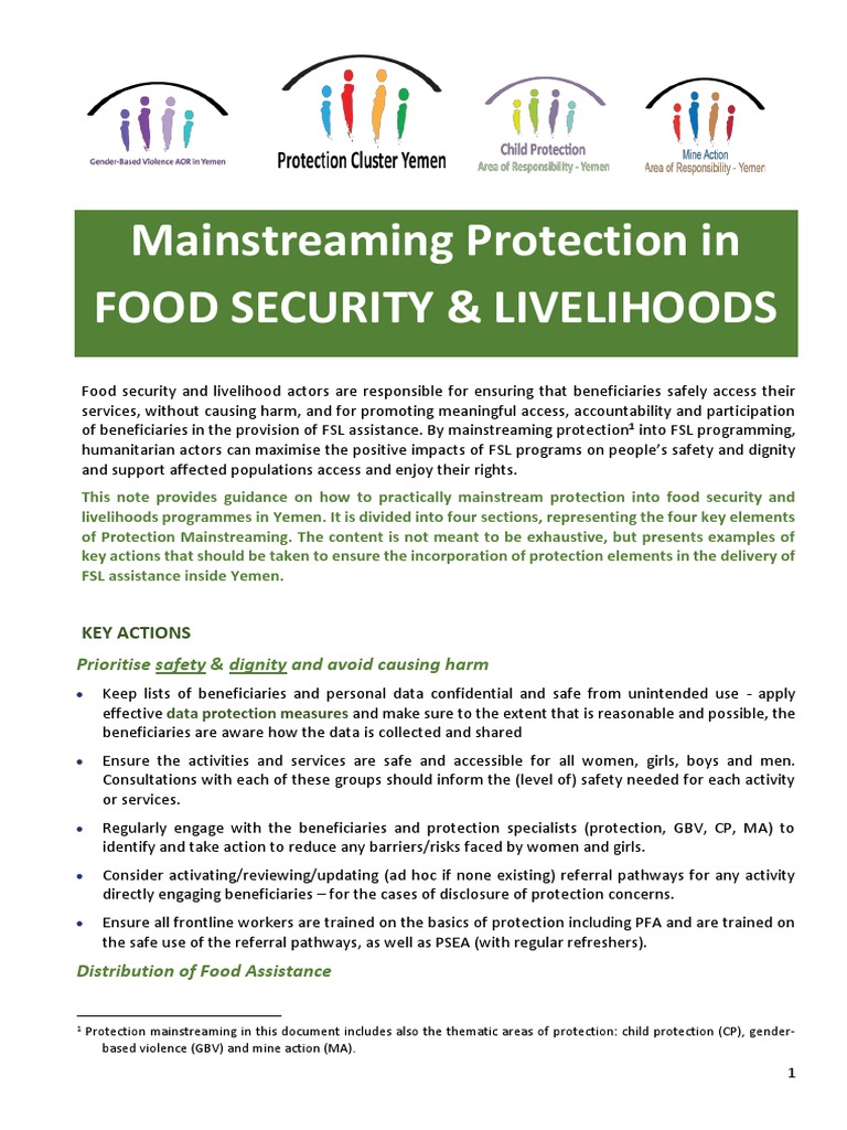 FSL PM Tipsheet-PC&AoRs Final | PDF | Food Security | Risk