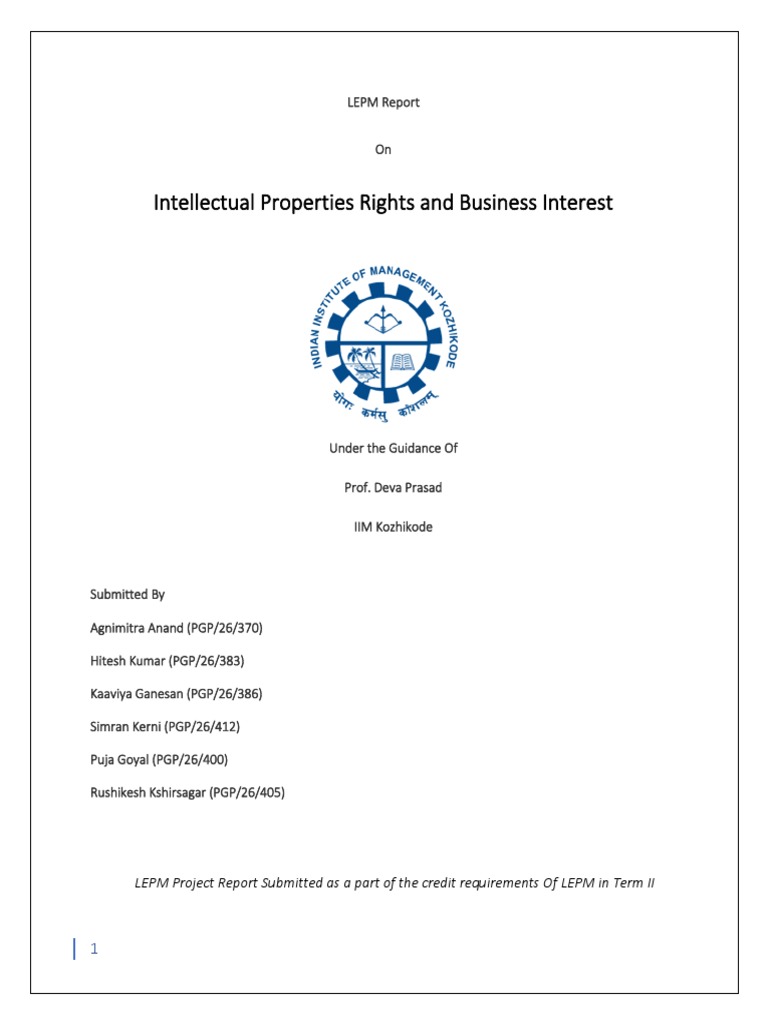 Group 6 LEPM Term II IPR | PDF | Intellectual Property | Trips Agreement