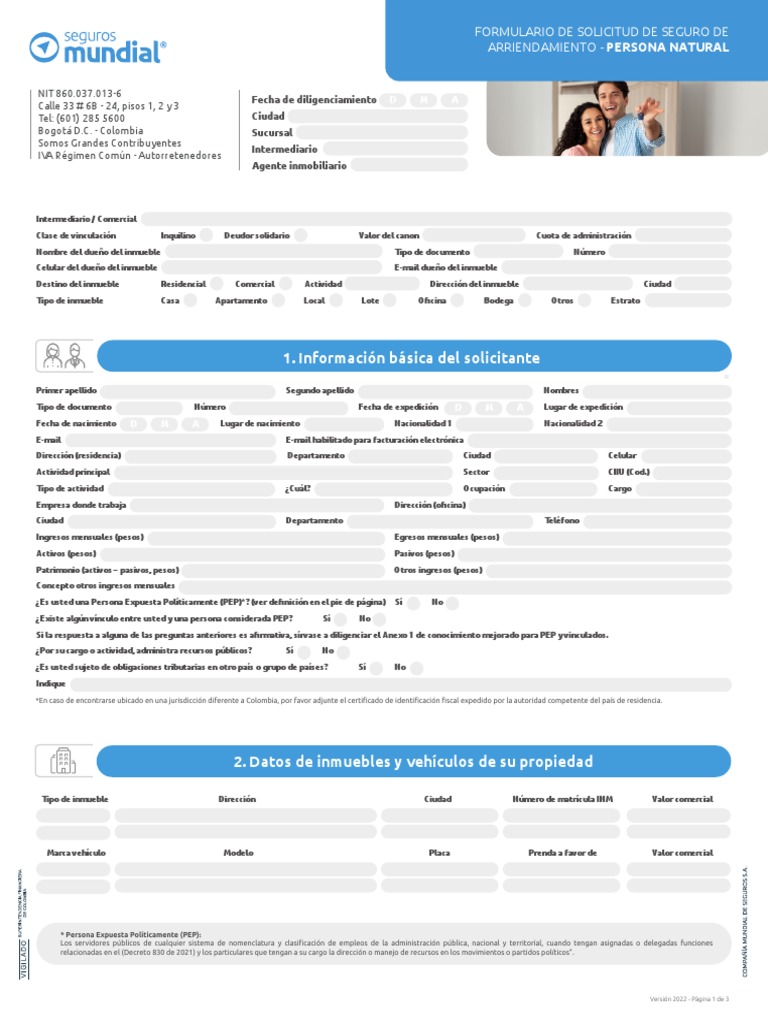 Formulario Seguro PN Arriendos VF | PDF | Seguro | Pensión