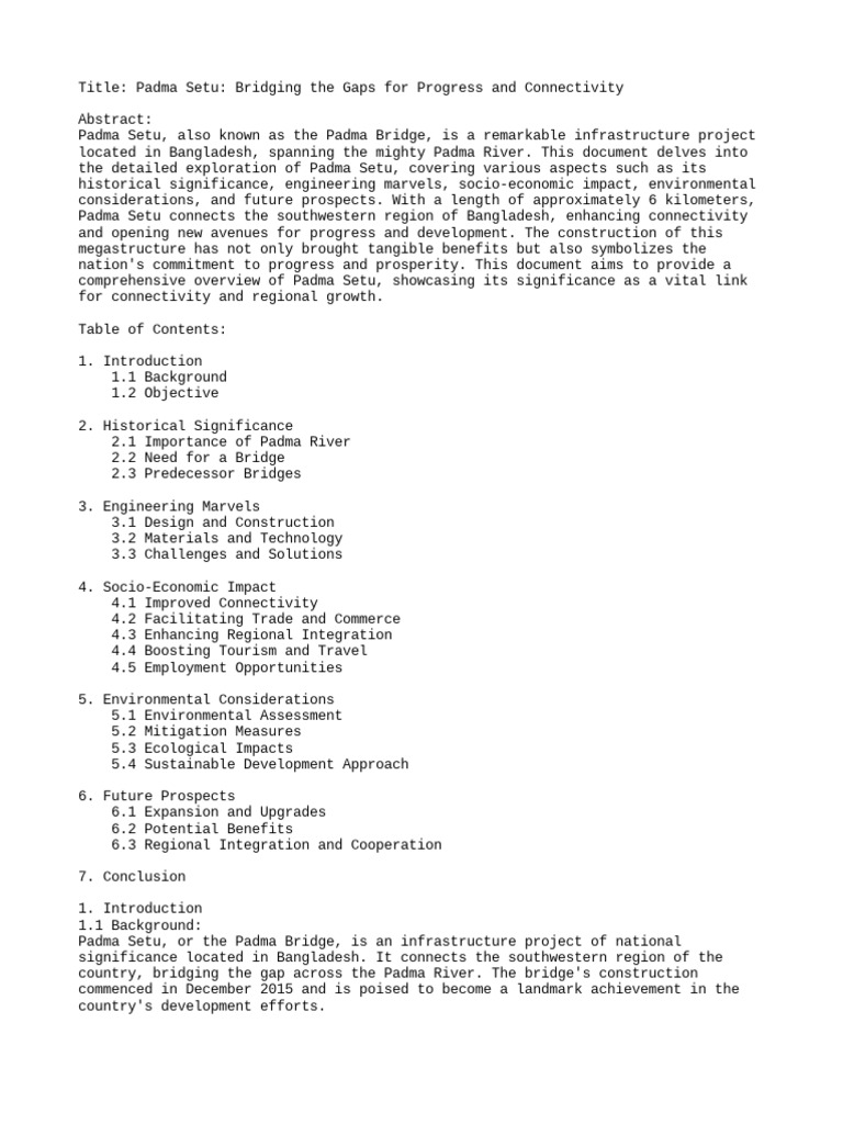 The Padma Setu | Download Free PDF | Conservation Biology ...