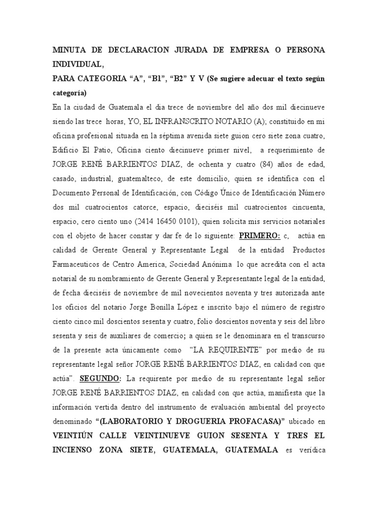 Minuta de Declaracion Jurada | PDF | Derecho