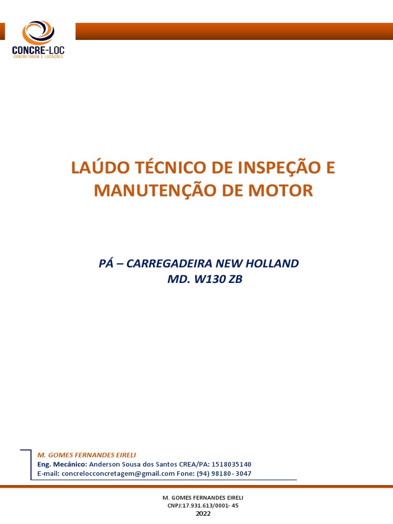 Laudo de Manutenção do Motor W130 | PDF | Motores | Pistão