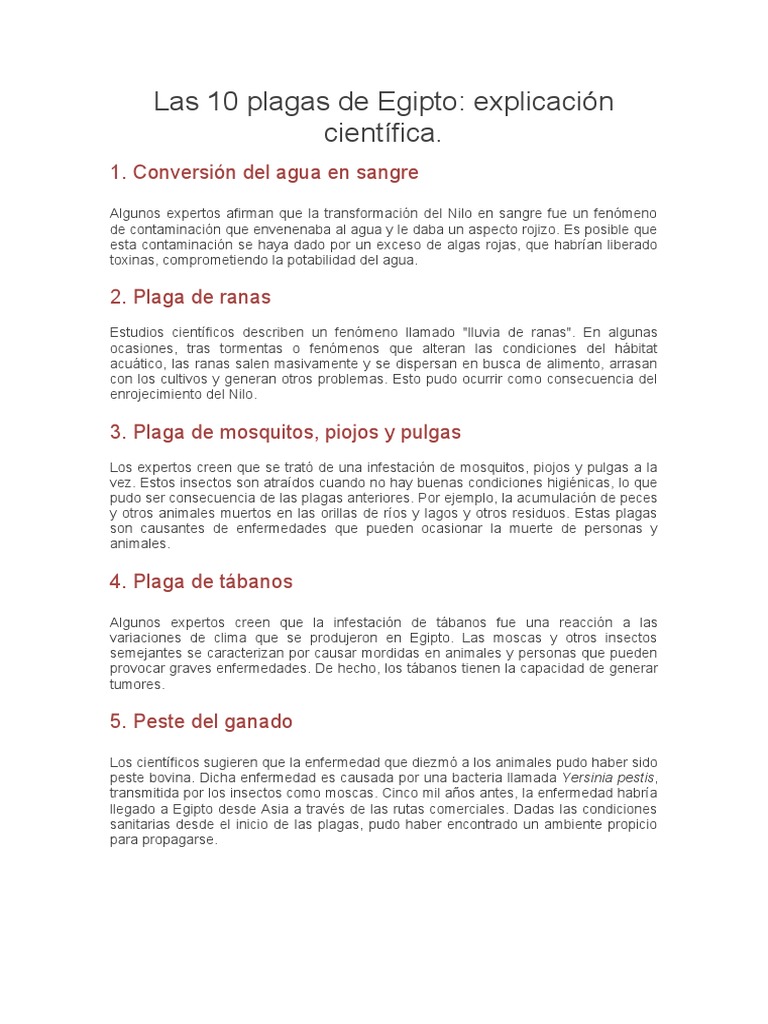 Las 10 Plagas De Egipto Pdf Peste Enfermedad Volcán
