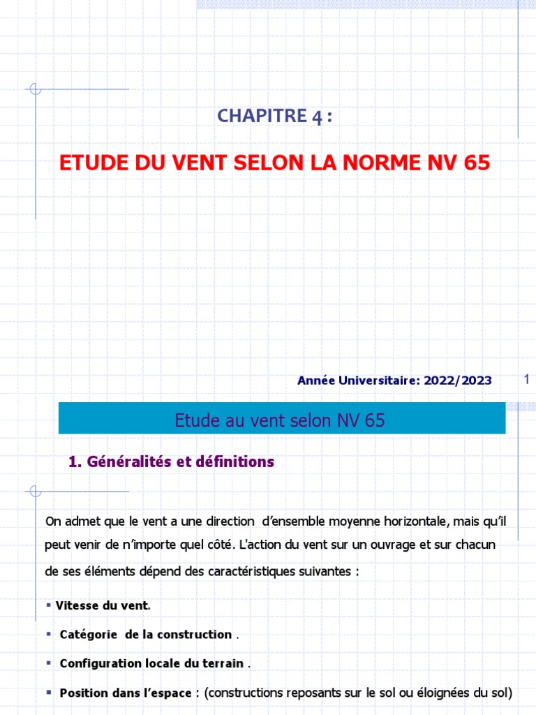 Chapitre 4. Etude Du Vent Selon NV65 | Download Free PDF | Pression | Plaie