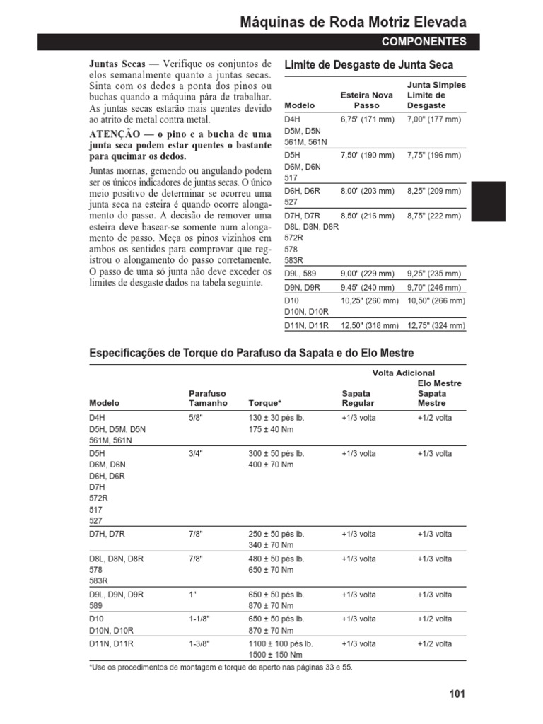 Torque de parafusos Cat Roda Motriz Elevada | PDF | Quantidades físicas ...