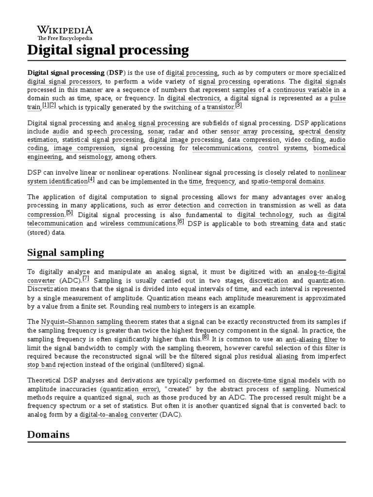 Digital Signal Processing Definition | PDF | Digital Signal Processing ...