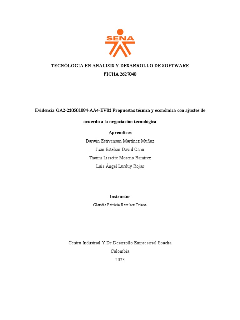 Evidencia GA2-220501094-AA4-EV02 Propuestas Técnica y Económica Con ...
