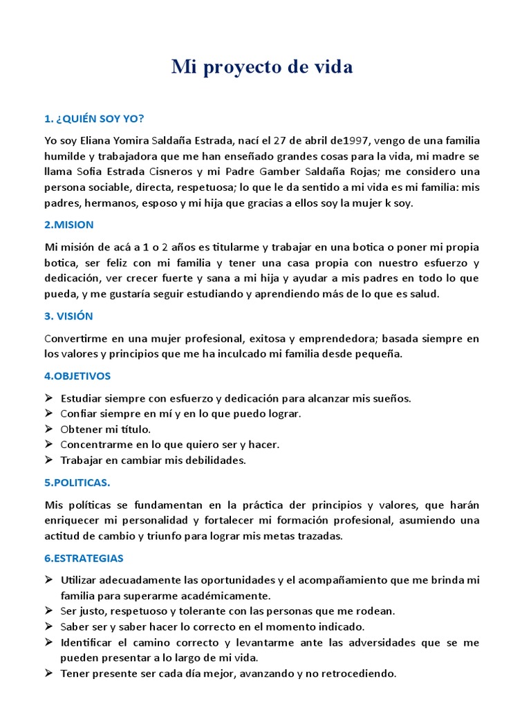 Mi Proyecto de Vida | PDF