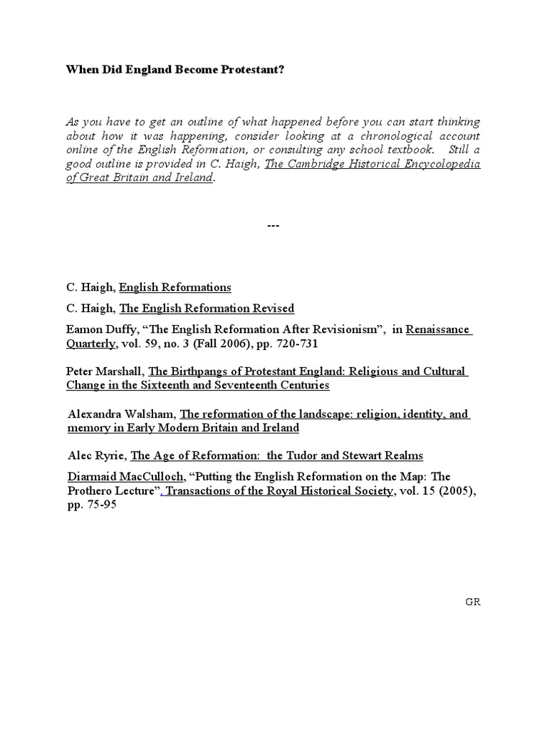 When Did England Become Protestant | PDF