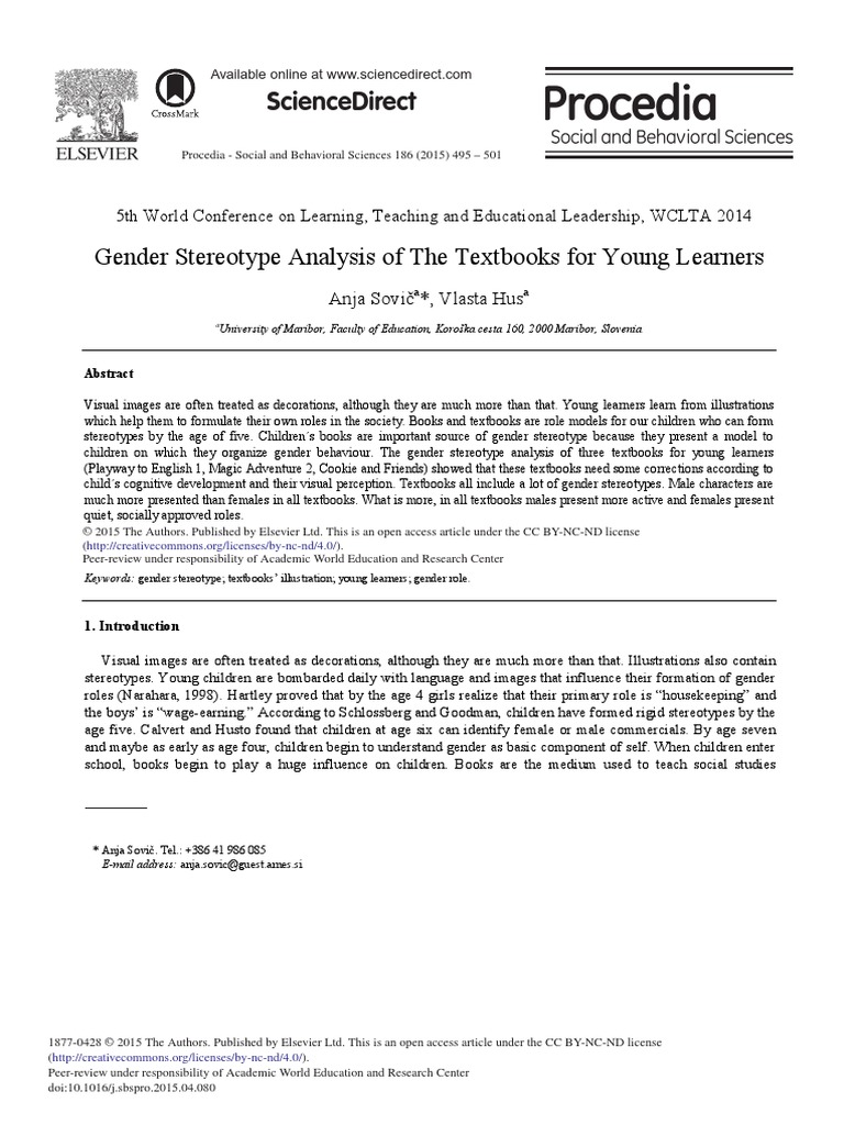 Gender Stereotypes in Children's Textbooks | PDF | Gender | Gender Studies