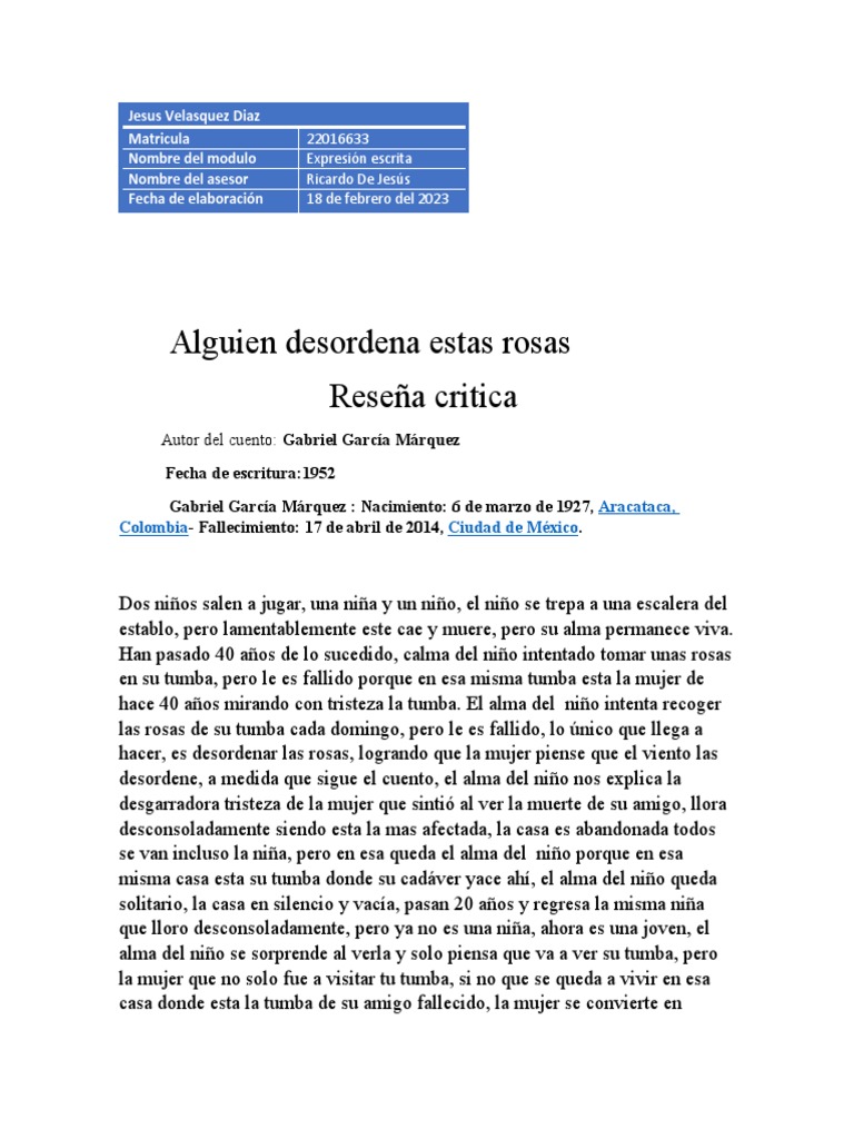 Jesus Velasquez Reseña | PDF
