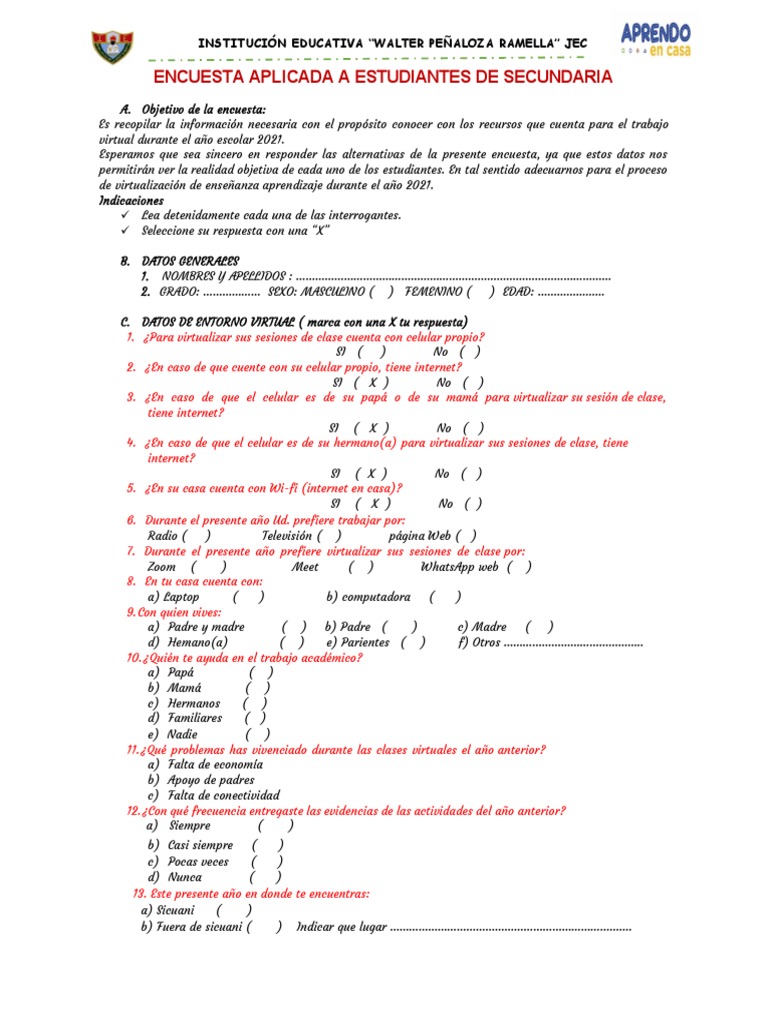 Encuesta A Estudiantes | PDF