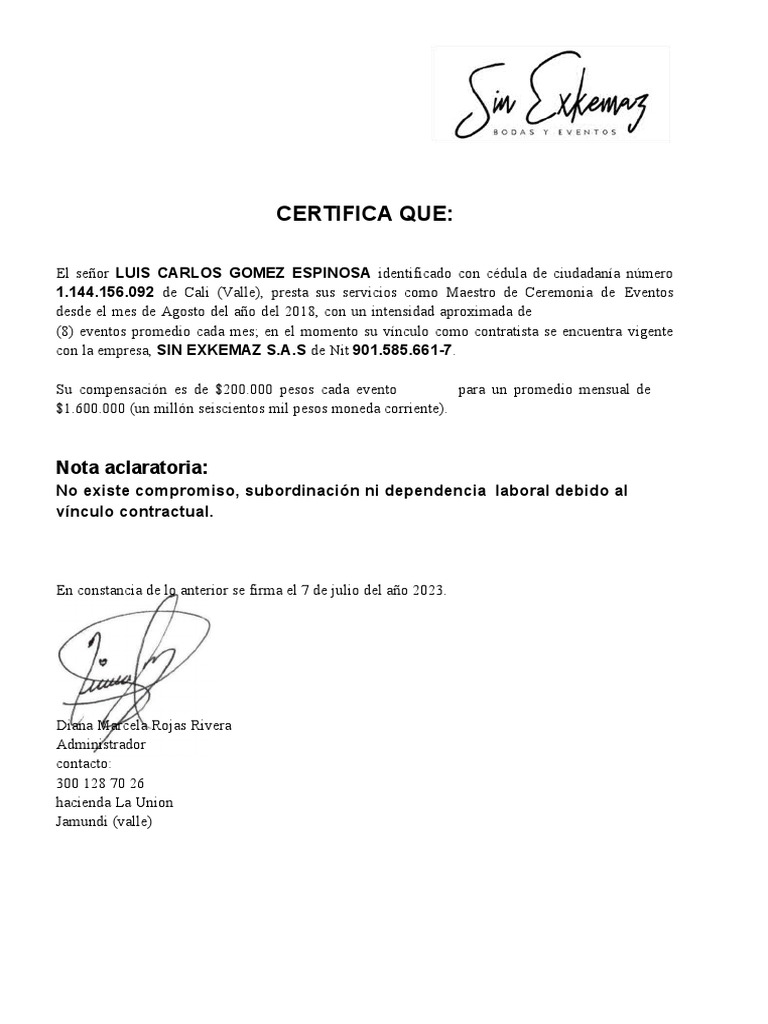 Modelo de Carta Laboral | PDF