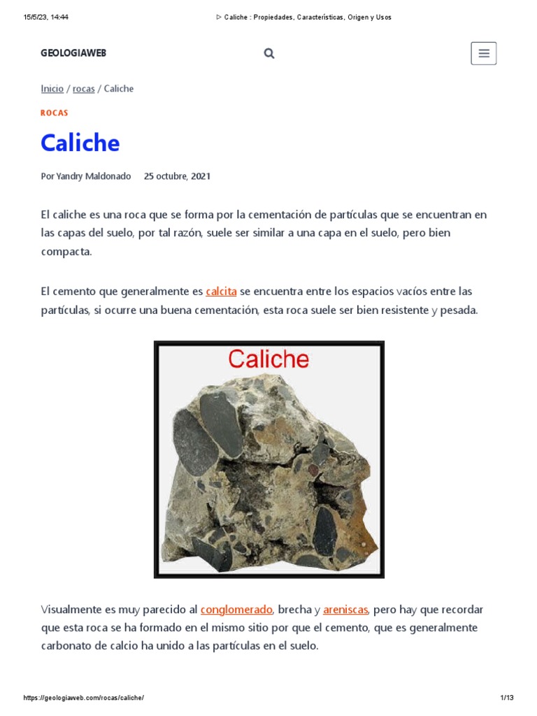 Caliche - Propiedades, Características, Origen y Usos | PDF | Suelo ...