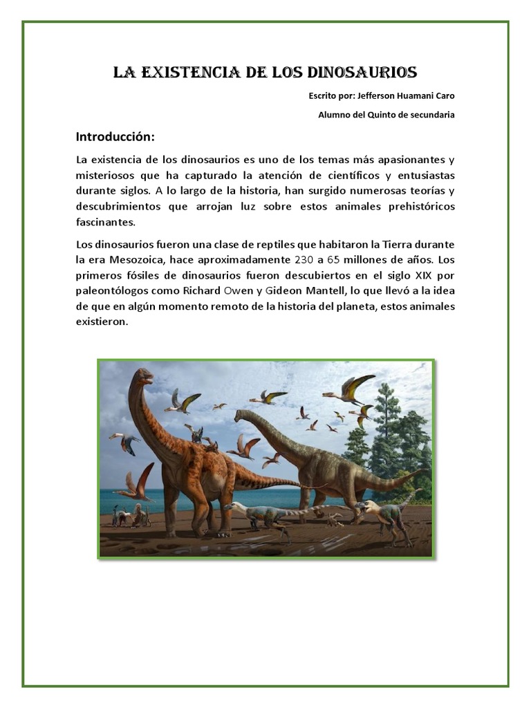 La Existencia de Los Dinosaurios | PDF | Dinosaurios | Fósil