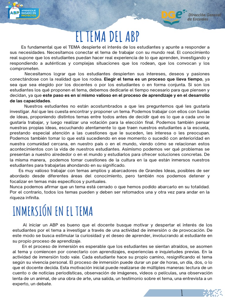 2 - El Tema Del Abp Ii | PDF | Aprendizaje | Pensamiento