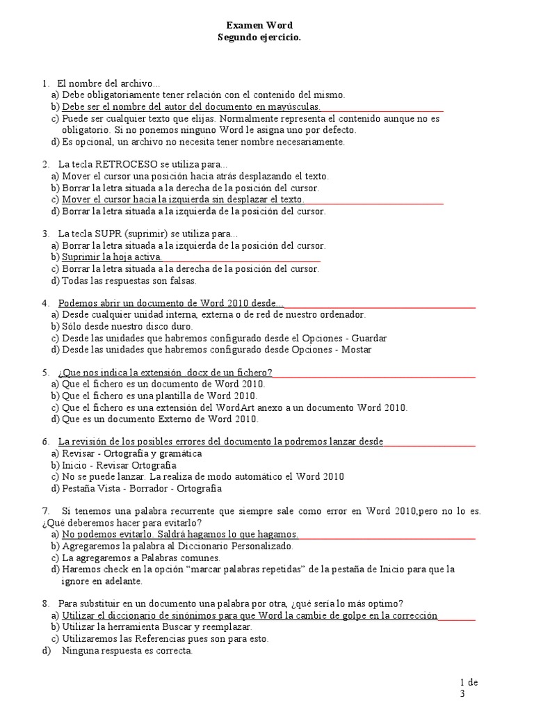 Examen Word Elemental | PDF | Archivo de computadora | Microsoft Word