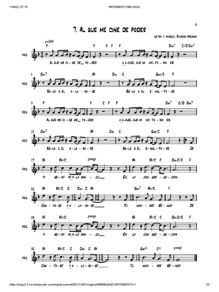 Al Que Me Ciñe de Poder (Partitura) | PDF