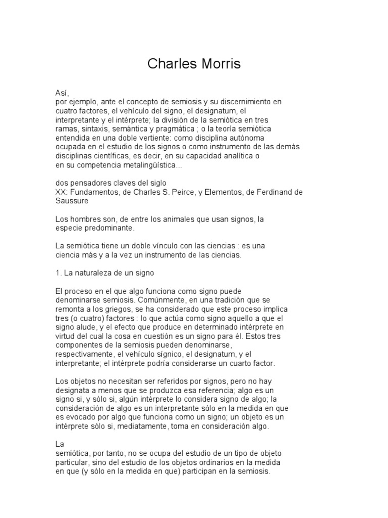 Charles Morris | PDF | Semiótica | Sintaxis
