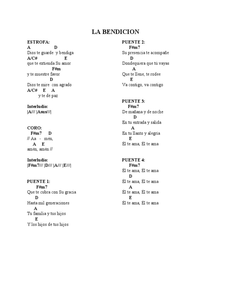 Bendicion (Acordes) | PDF