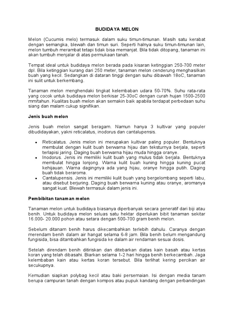 Budidaya Melon | PDF