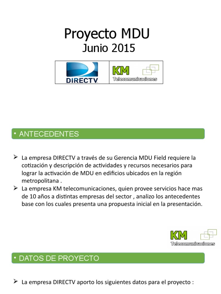 DirecTV Proyecto MDU | PDF | Informática