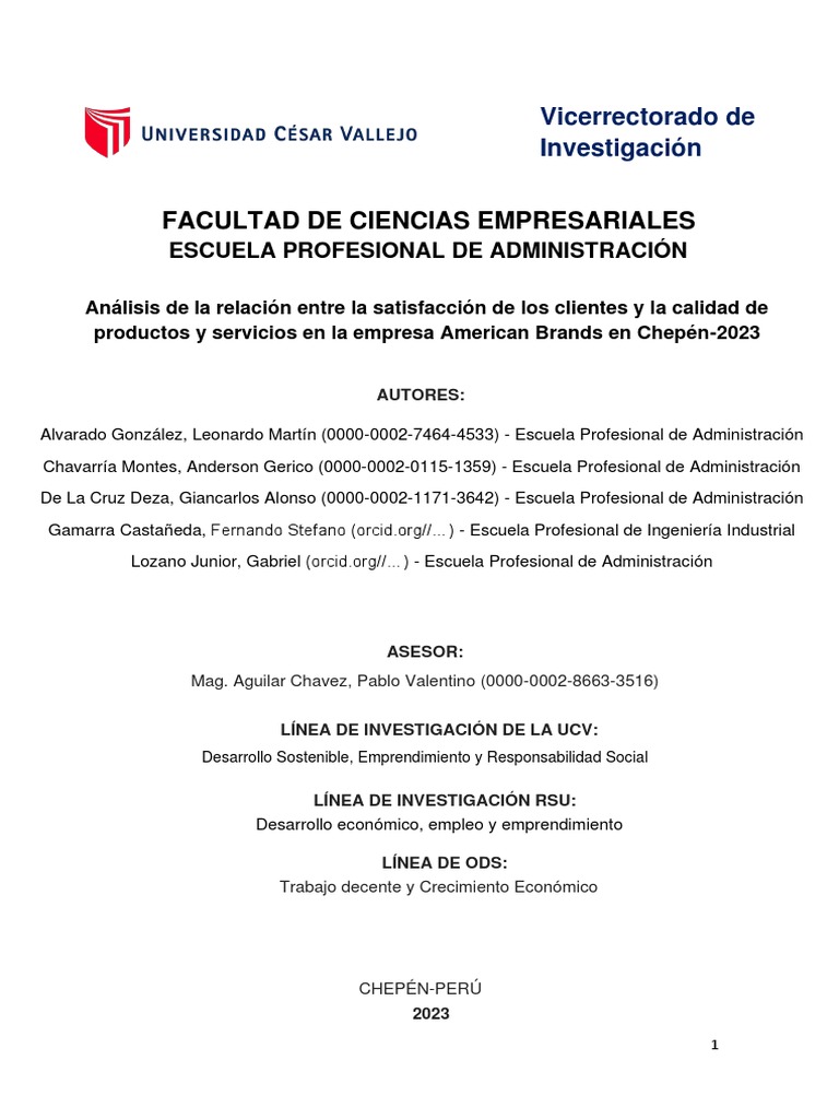 Satisfaccion de Los Clientes Final | PDF | Calidad (comercial) | Business