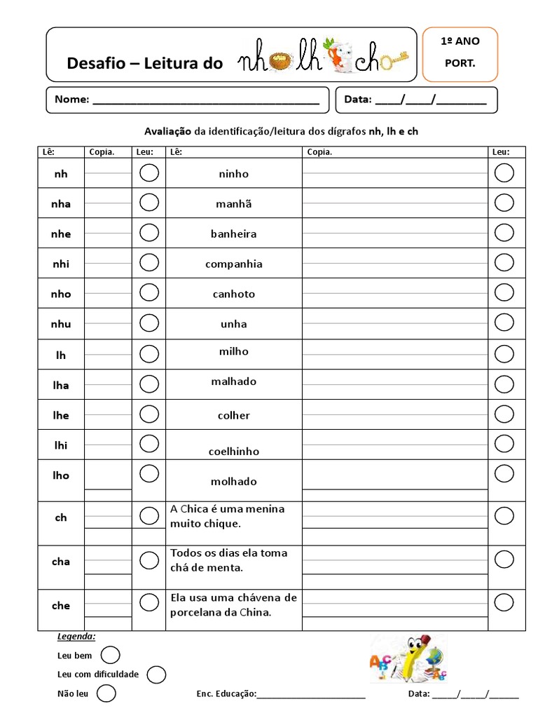 Avaliação Da Leitura Do NH LH CH | PDF