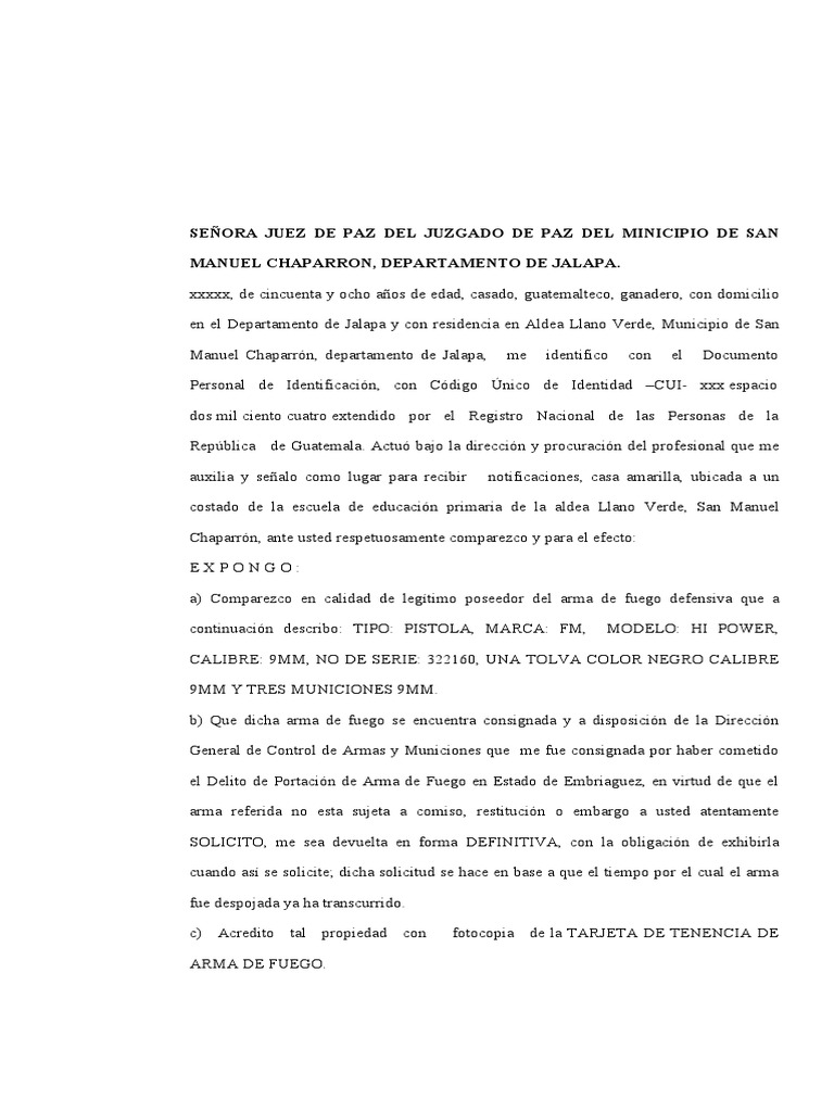Devolucion de Arma | PDF | Justicia | Crimen y violencia Devolucion de Arma | PDF | Justicia | Crimen y violencia