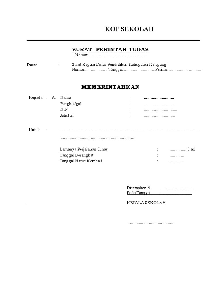 Contoh Surat Perintah Tugas (SPT) | PDF