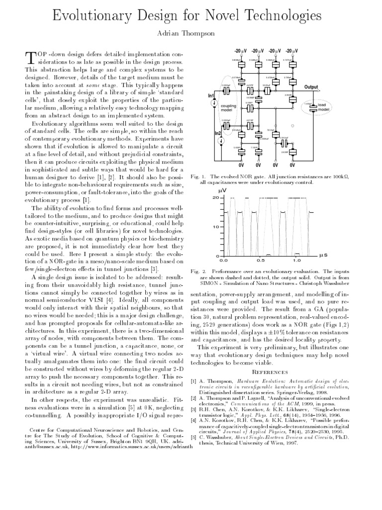 1999 Evolutionary Design For Novel Technologies Pdf Electronic Circuits Evolution