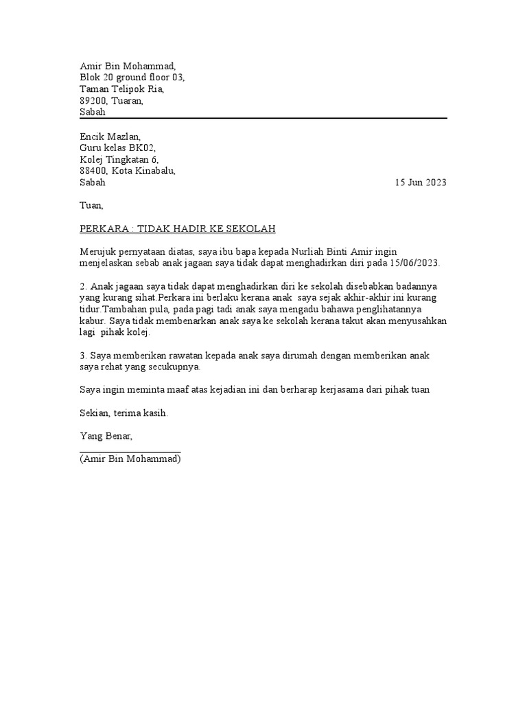 Surat Sakit Liah Pdf