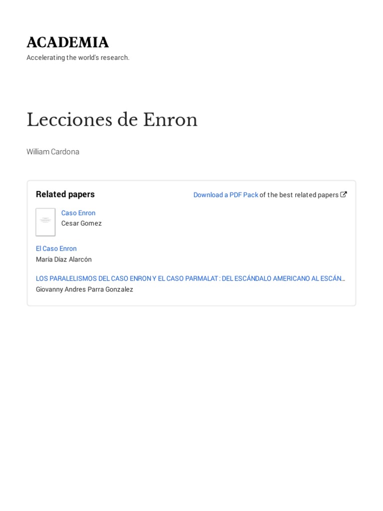 Lecciones del escándalo Enron | PDF | Enron | Auditoría