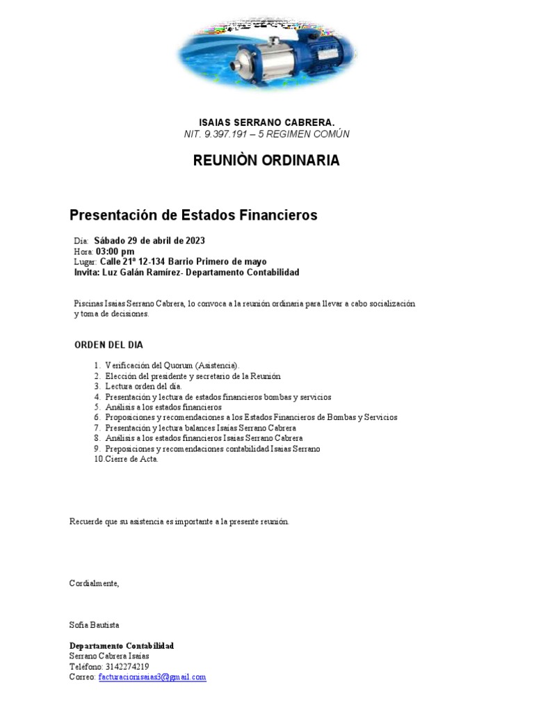 Invitacion Reunion General | PDF