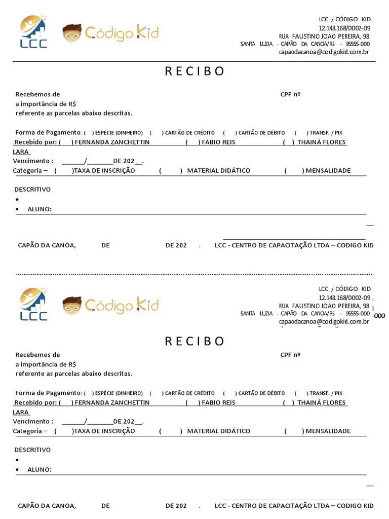 Recibo de Pagamento - Código KID | PDF