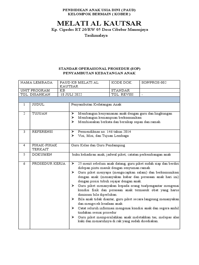 Sop Pembelajaran | PDF | Karier & Perkembangan