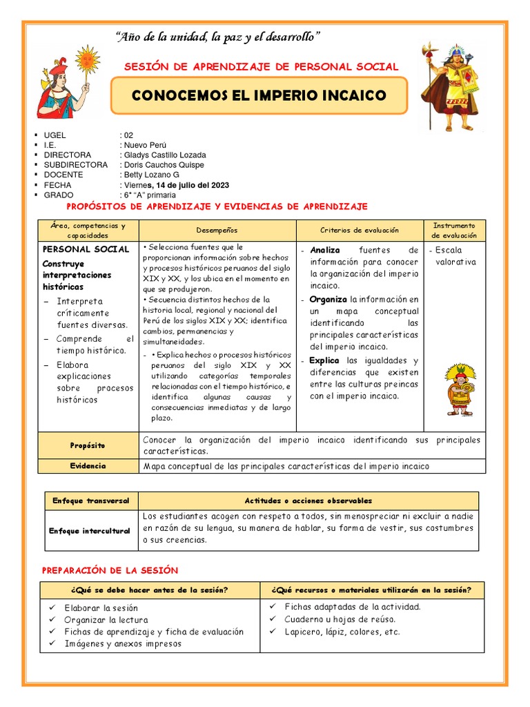 Sesion Viernes 14 de Julio Conocemos El Imperio Incaico | PDF | Imperio Inca | Nobleza