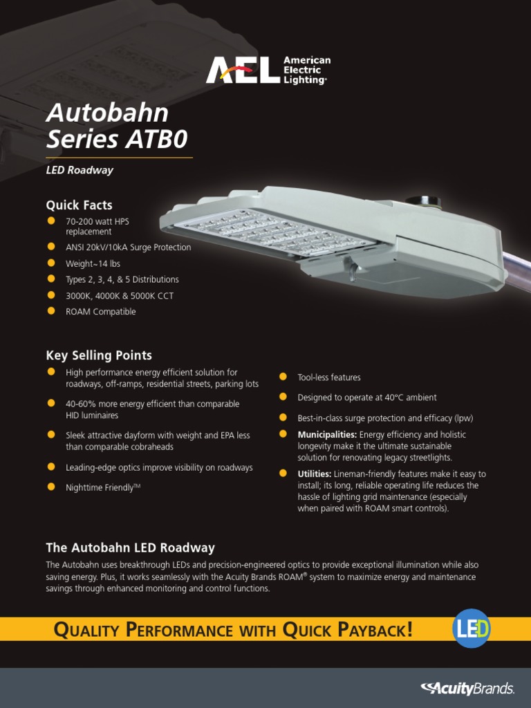 American Electric Lighting ATB0 30BLEDE10 MVOLT R3 Specification Sheet ...