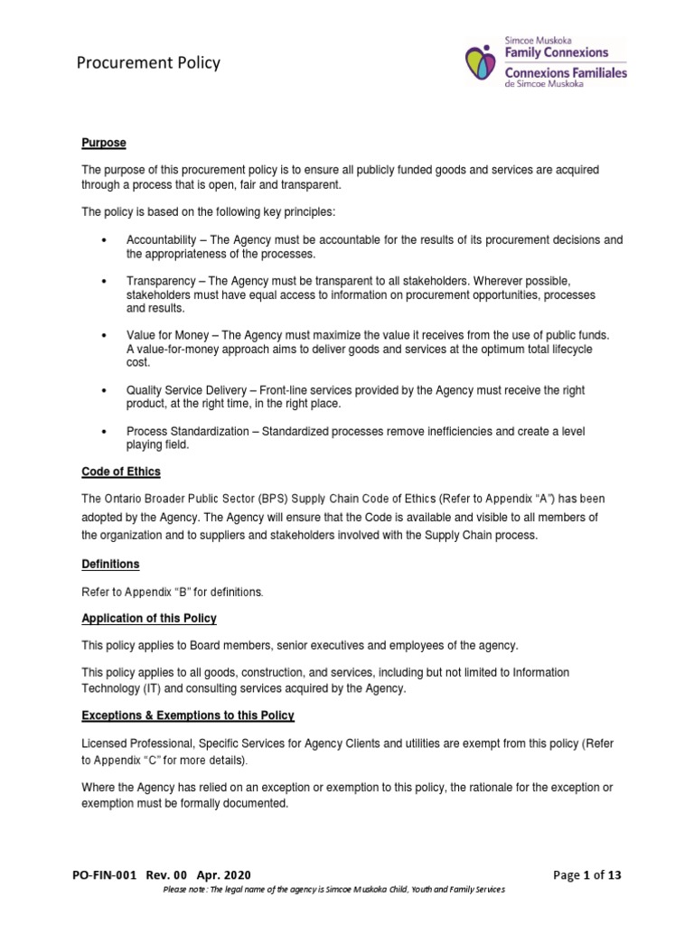 Simcoe Muskoka Procurement Policy Guide | PDF | Request For Proposal | Procurement