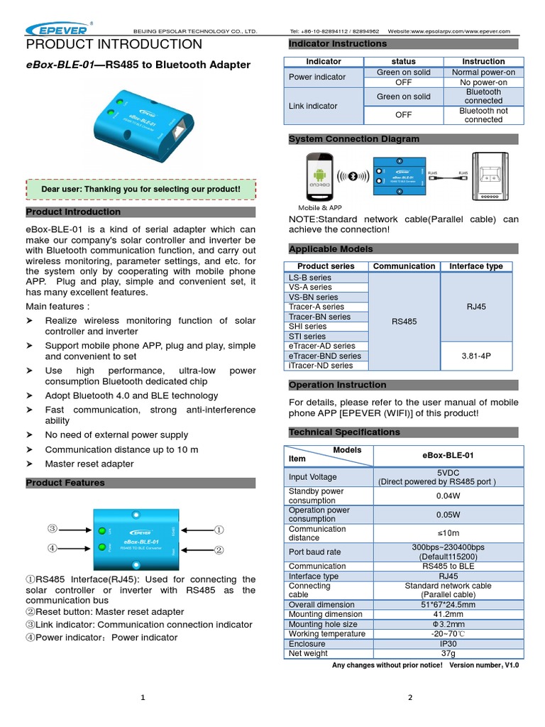 eBox-BLE-01 Bluetooth Adapter Overview | PDF | Bluetooth | Wi Fi