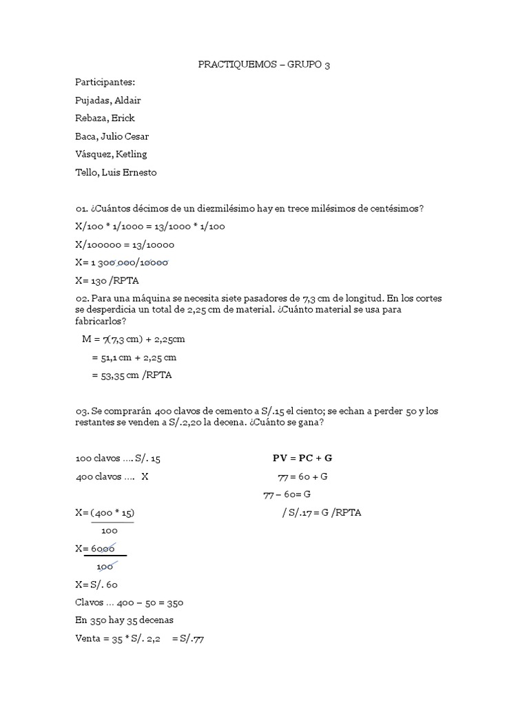 PRACTIQUEMOS Grupo 3 MATEMATICA | PDF